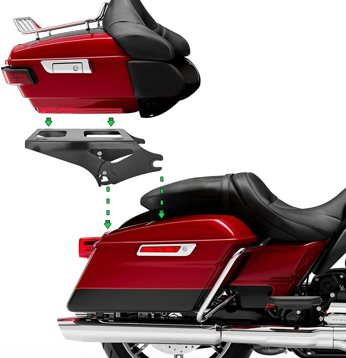 Two Up Detachable Rack Fit For Harley Tour Pak Touring Road King Stree ...