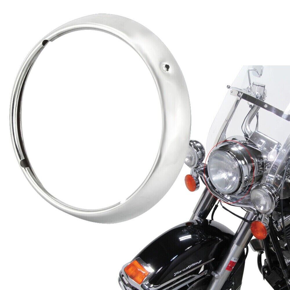 Chrome 7" Headlight Trim Ring For Harley Touring Road King Electra Gli ...