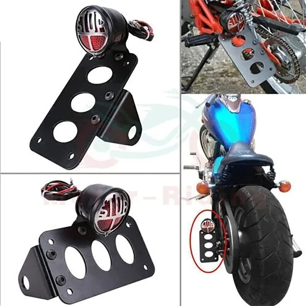 Motorcycle Metal Side Mount License Number Plate Holder Tail Light Bra ...